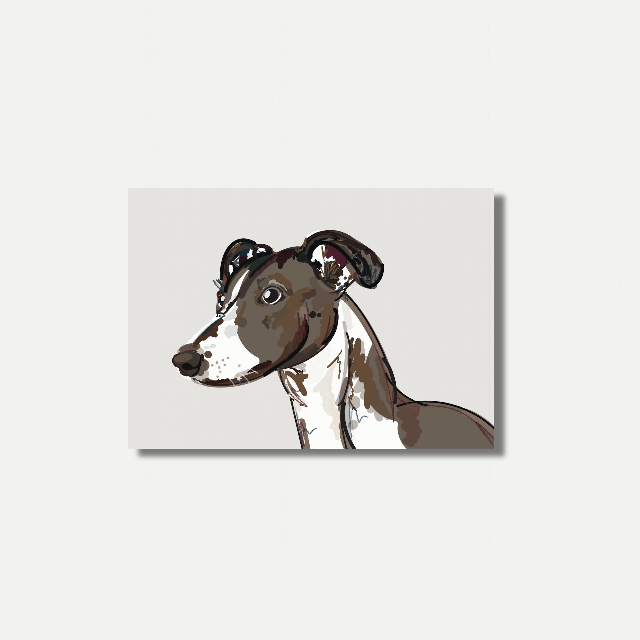 Whippet Dog Illustration Art Print – A5 (Parti) – Wren & Rye